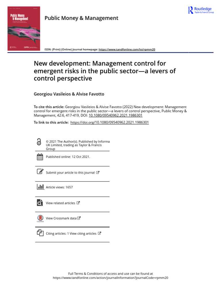 New Development Management Control For Emergent Risks in The Public ...