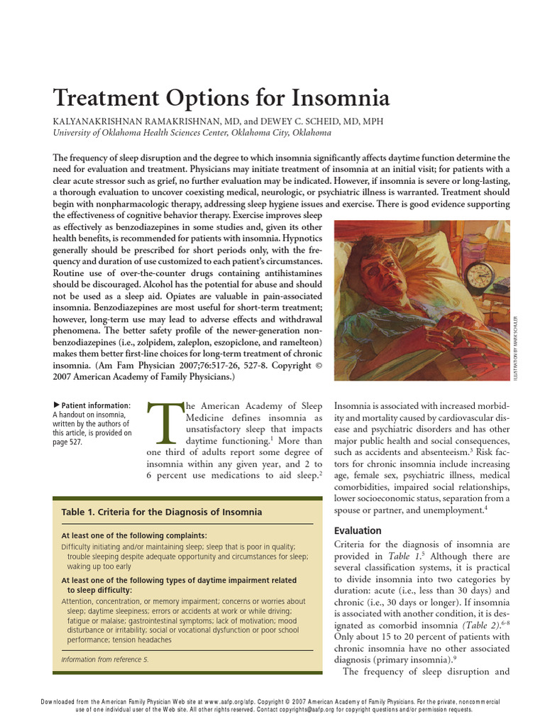 Treatment Options For Insomnia: Kalyanakrishnan Ramakrishnan, MD, and ...