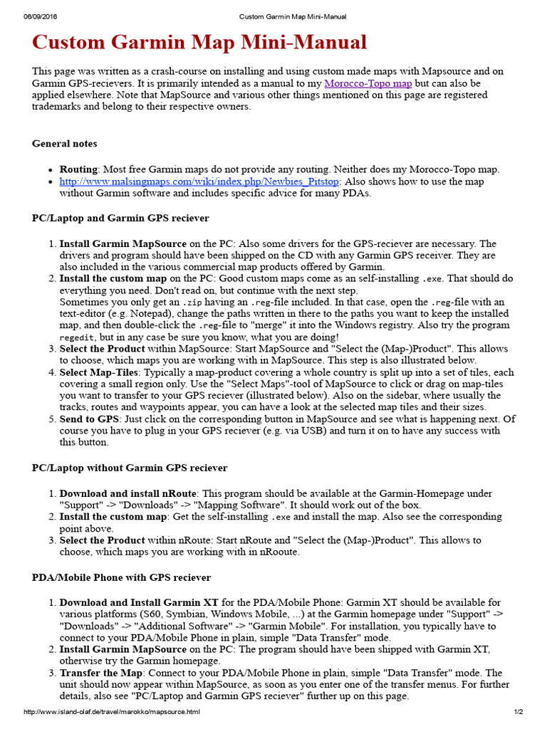 Custom Garmin Map Mini-Manual | PDF | Personal Digital Assistant ...