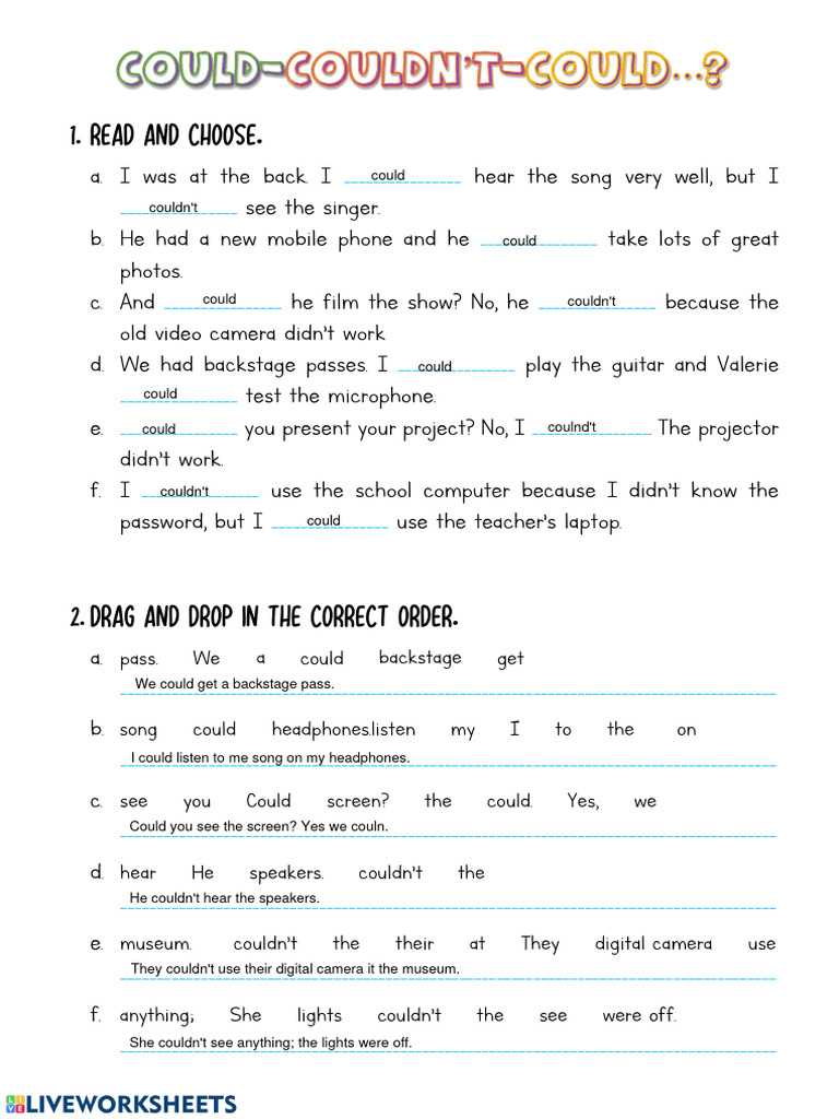 Exercise With Could and Couldn T | PDF