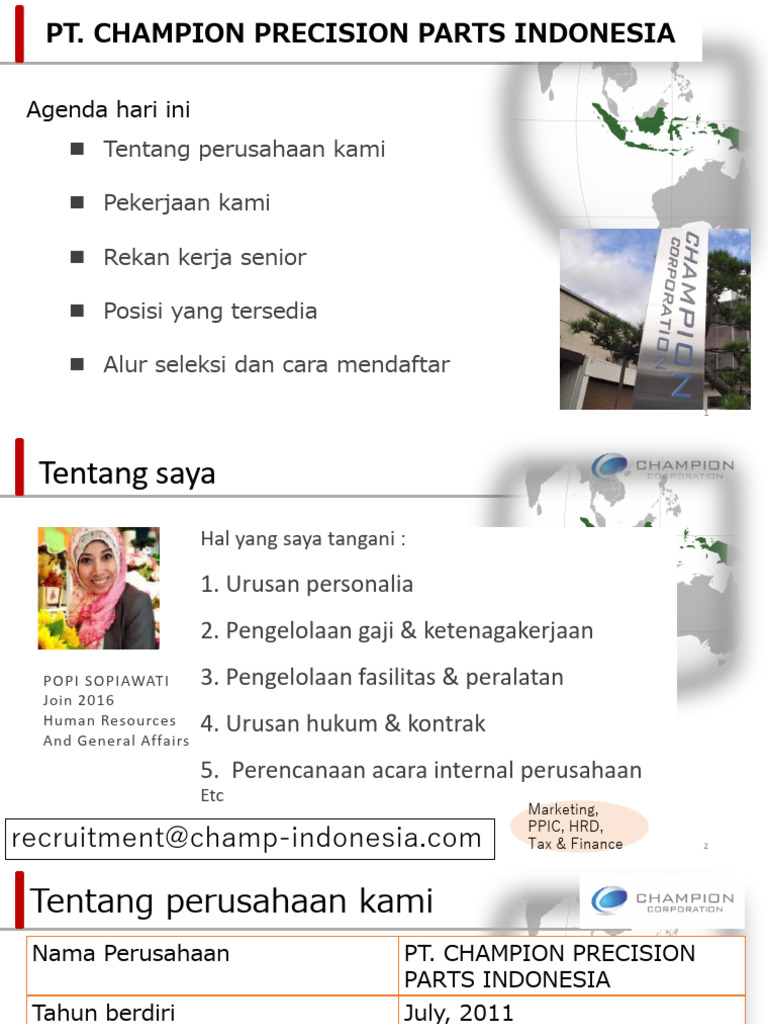 Lowongan Kerja di PT Champion Precision | PDF