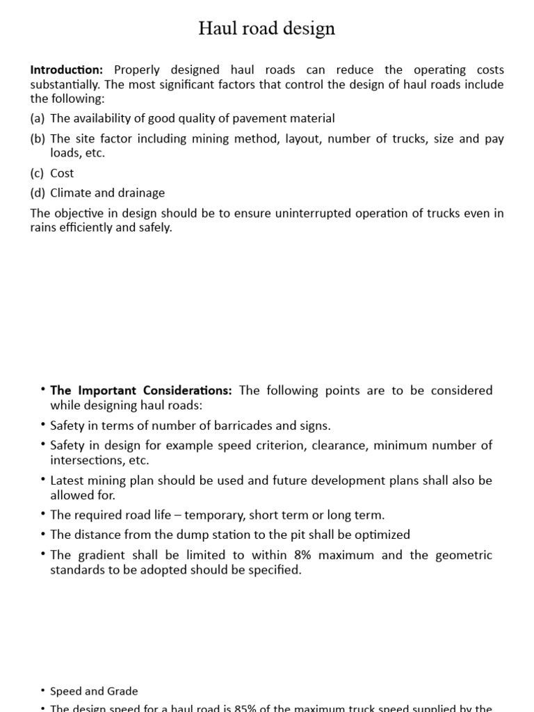 Haul Road Design | PDF | Road | Road Surface