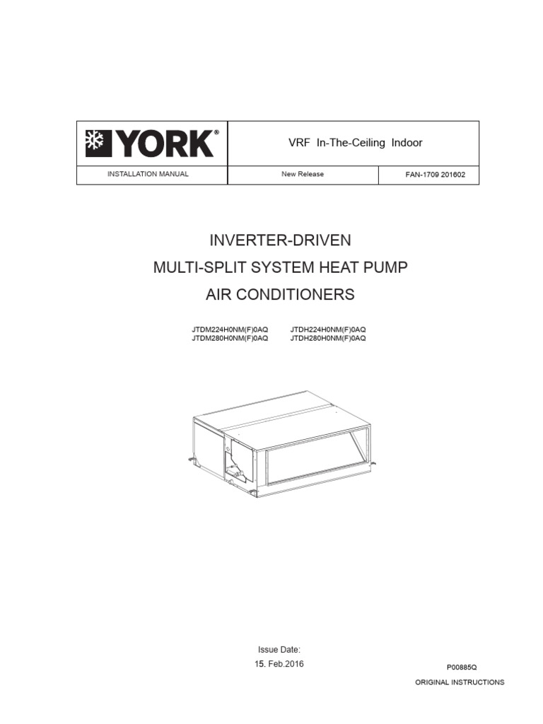 York VRF In-Ceiling Installation Manual | PDF | Waste Management ...
