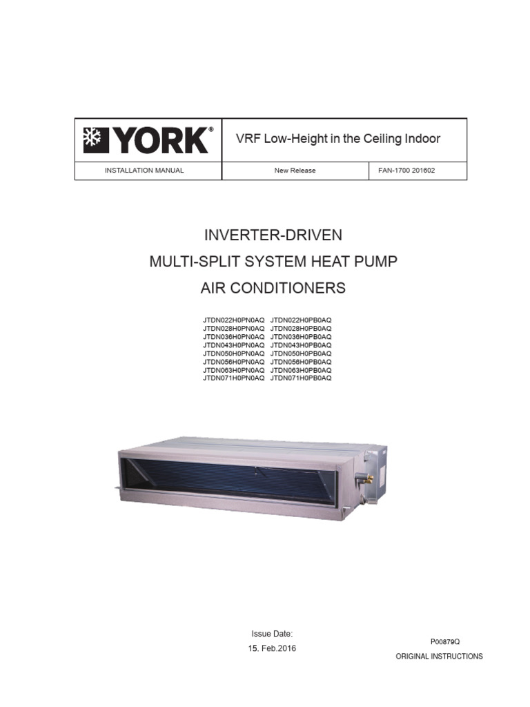 York VRF Low-Height Installation Manual | PDF | Home Appliance | Pipe ...
