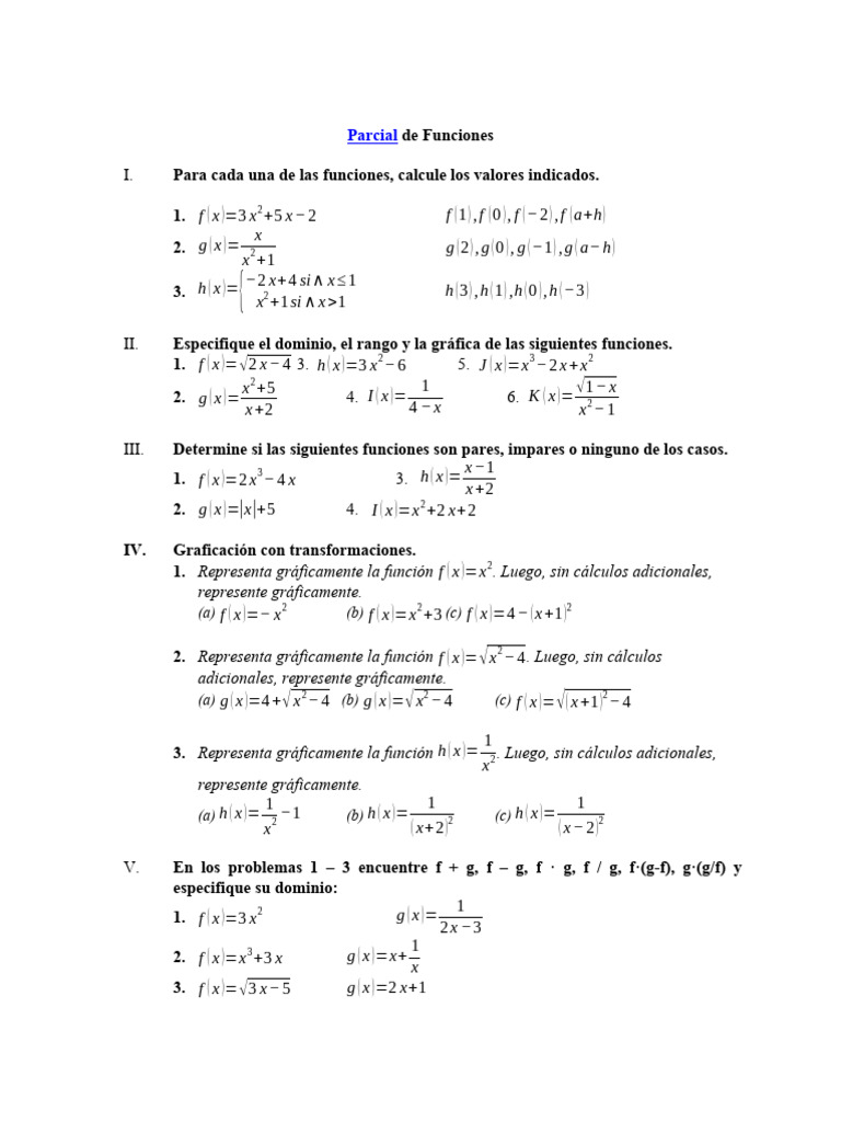 Parcial de Funciones | PDF | Matemáticas discretas | Notación Matemática