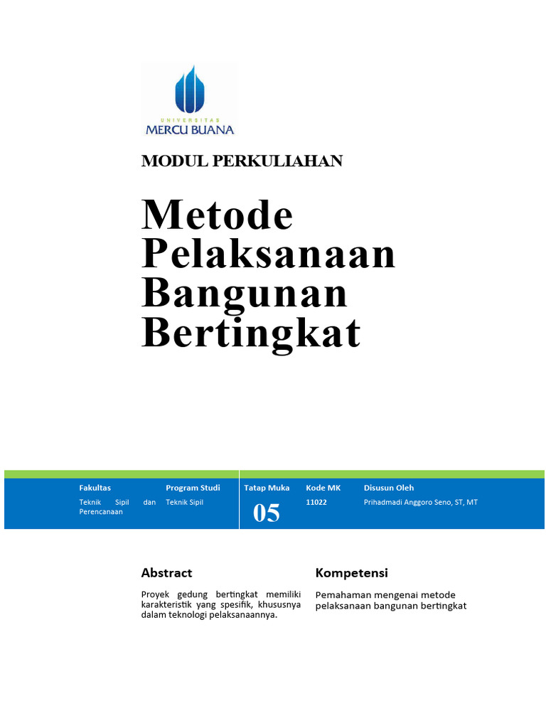 Modul Metode Pelaksanaan Dan Alat Berat (TM5) | PDF