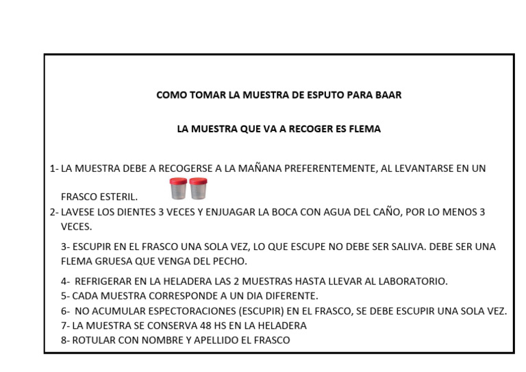 Instrucciones para tomar muestra de esputo | PDF
