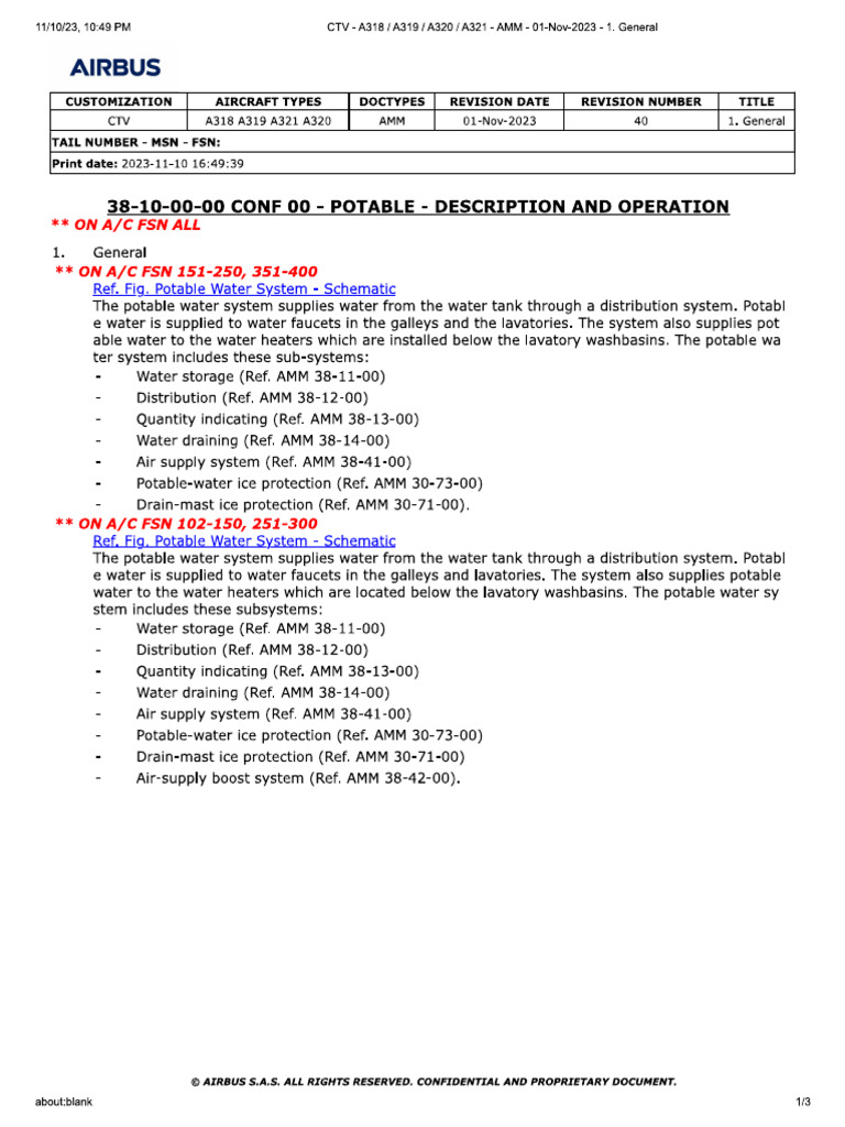 ATA 38-10-00 PORTABLE WATER | PDF