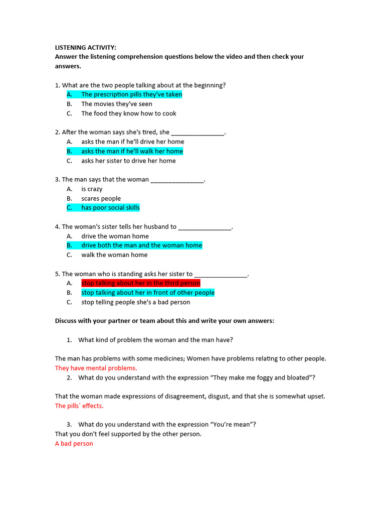 LISTENING ACTIVITY Silver Linings | PDF