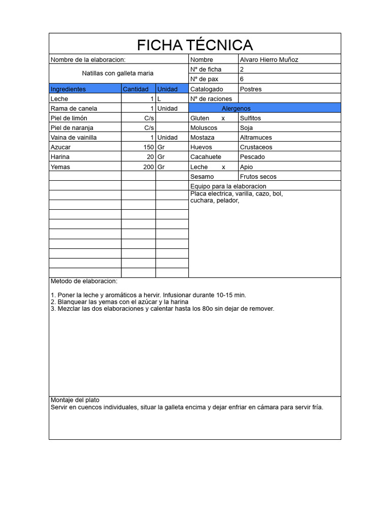 Ficha Tecnica 2.xlsx - Hoja 1 | PDF
