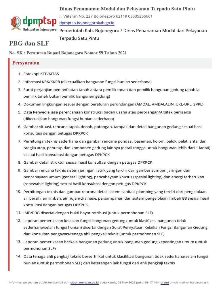 Unduh Standar Pelayanan - PBG Dan SLF | PDF