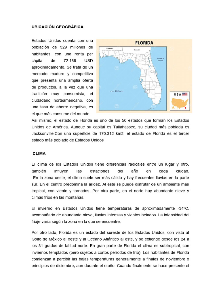 Uicacion Geografica de Florida | PDF | Florida | Clima