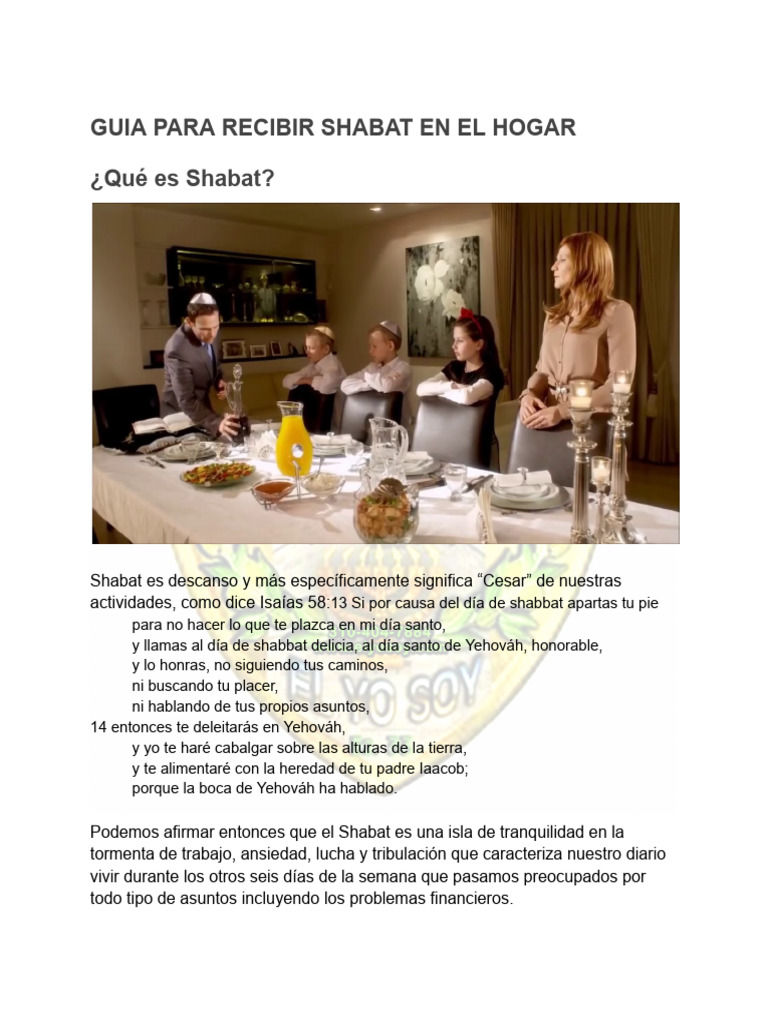 GUIA PARA RECIBIR SHABAT EN EL HOGAR - ElYoSoy | PDF | Shabat