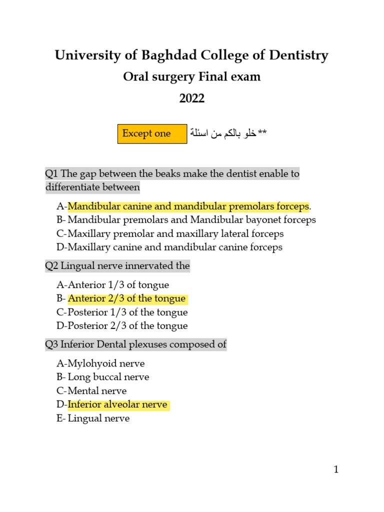 Mcq. Surgery | PDF | Anesthesia | Dentistry