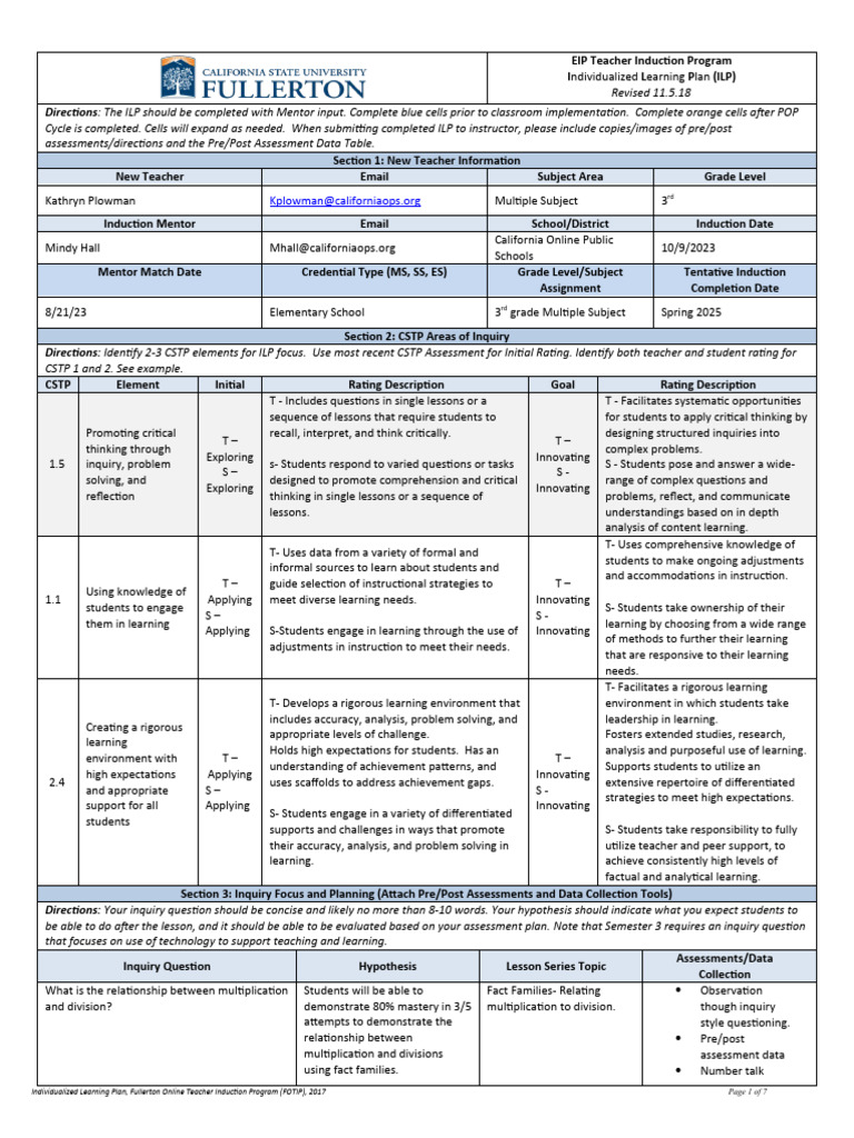 Ilp Form 10 | Download Free PDF | Educational Assessment | Learning