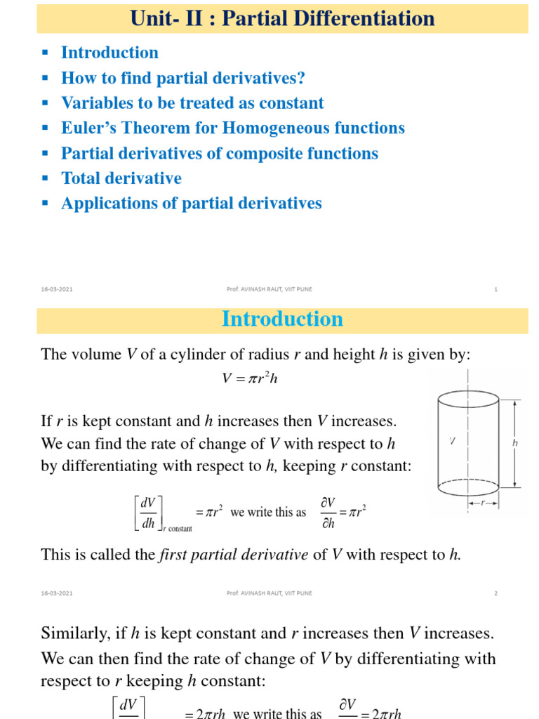 Unit-2 Partial Differentiation | PDF | Derivative | Differential Equations