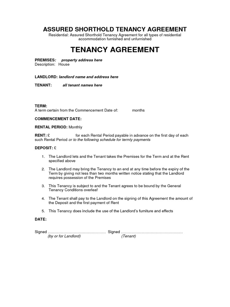 Tenancy Agreement | PDF | Leasehold Estate | Landlord