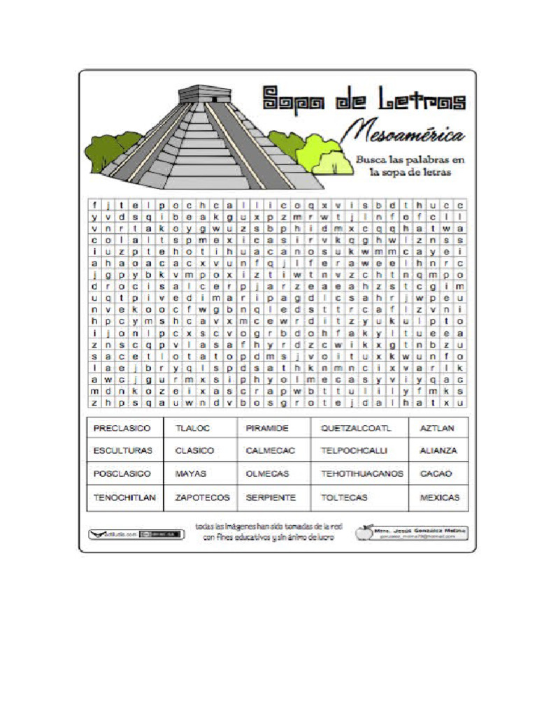 Sopa de Letras Mesoamerica p4 | PDF