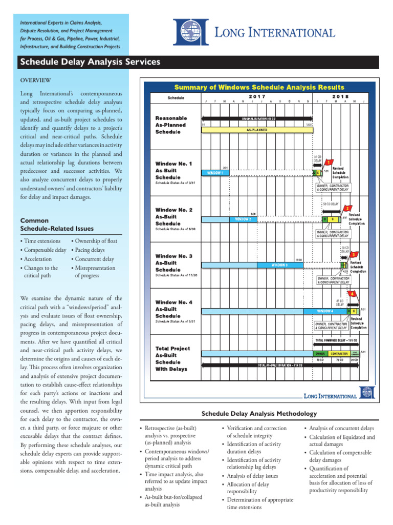 Schedule Delay Analysis Brochure | PDF | Project Management | Damages