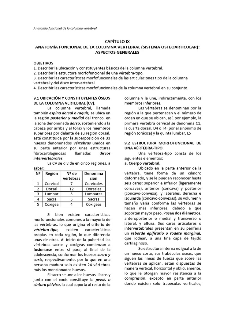 CAPÍTULO 9 Anatomía Funcional de La Columna Vertebral en Su Conjunto ...