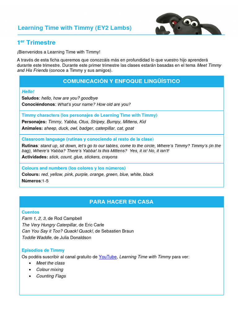 EY2 - Lambs - T1 - Overview - ESP - AY23-24 2 | PDF