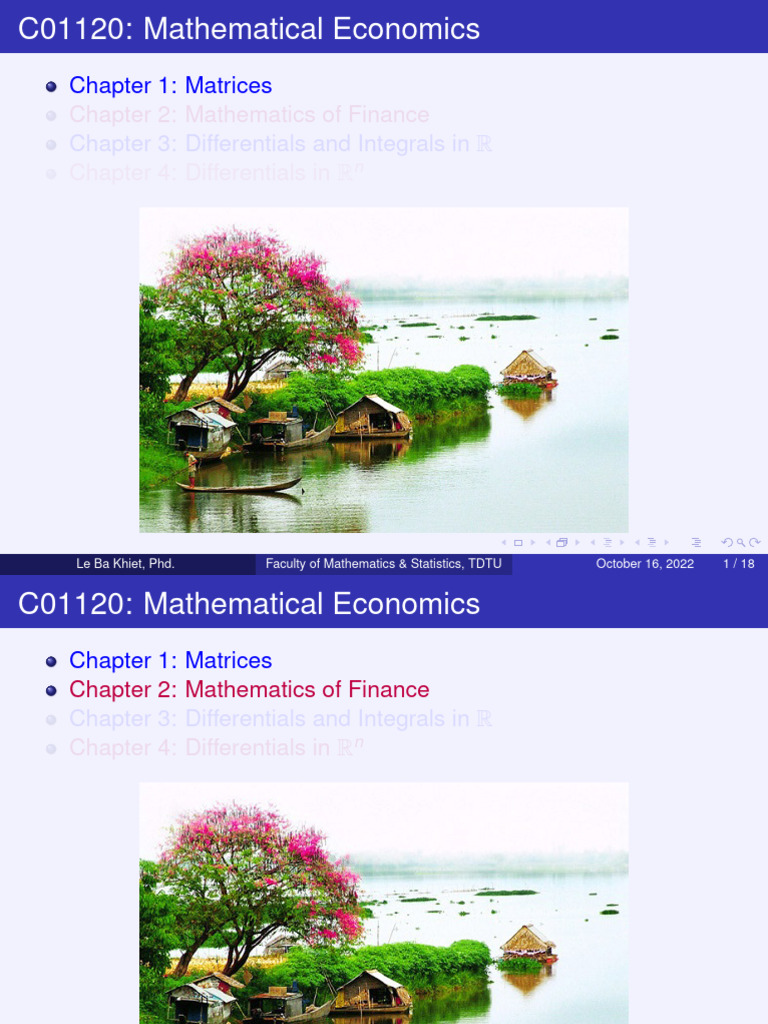 Mathematical Economics: Matrix Concepts | PDF | Matrix (Mathematics ...