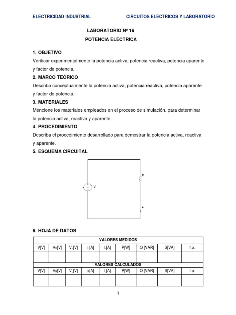 Lab 16 Potencia Electrica Pdf