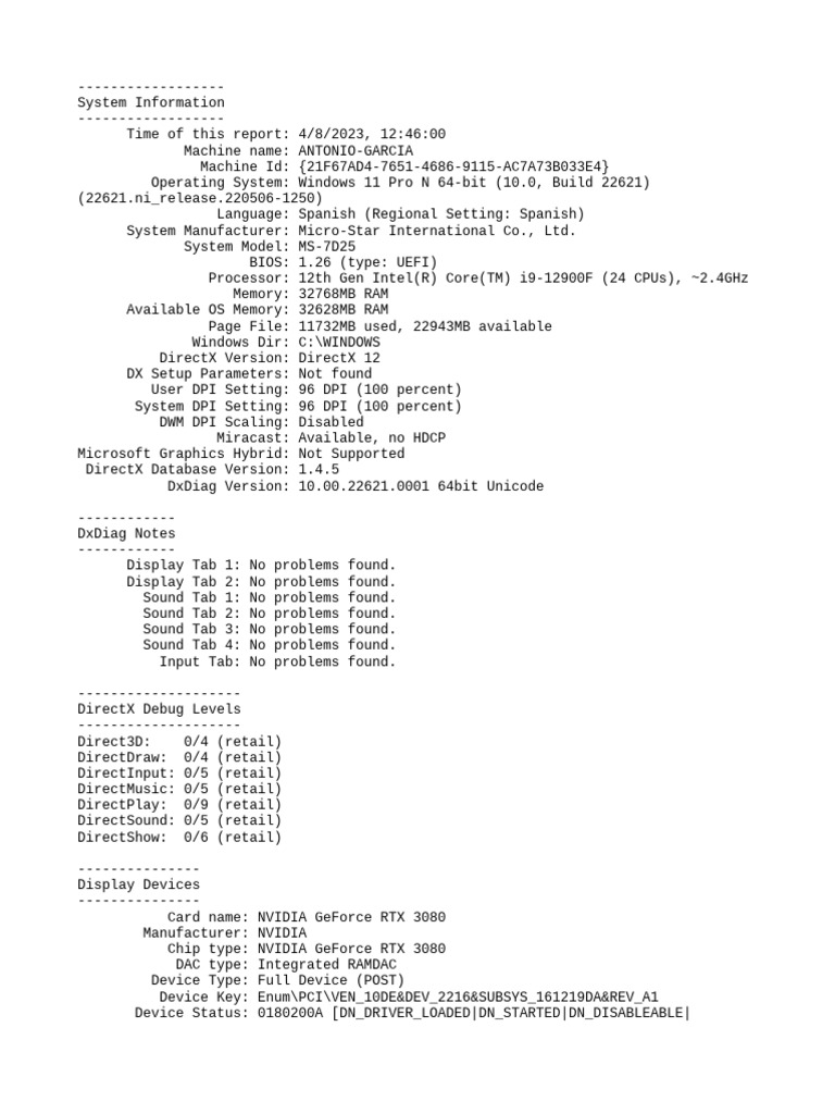 DX Diag | PDF | Device Driver | Computing
