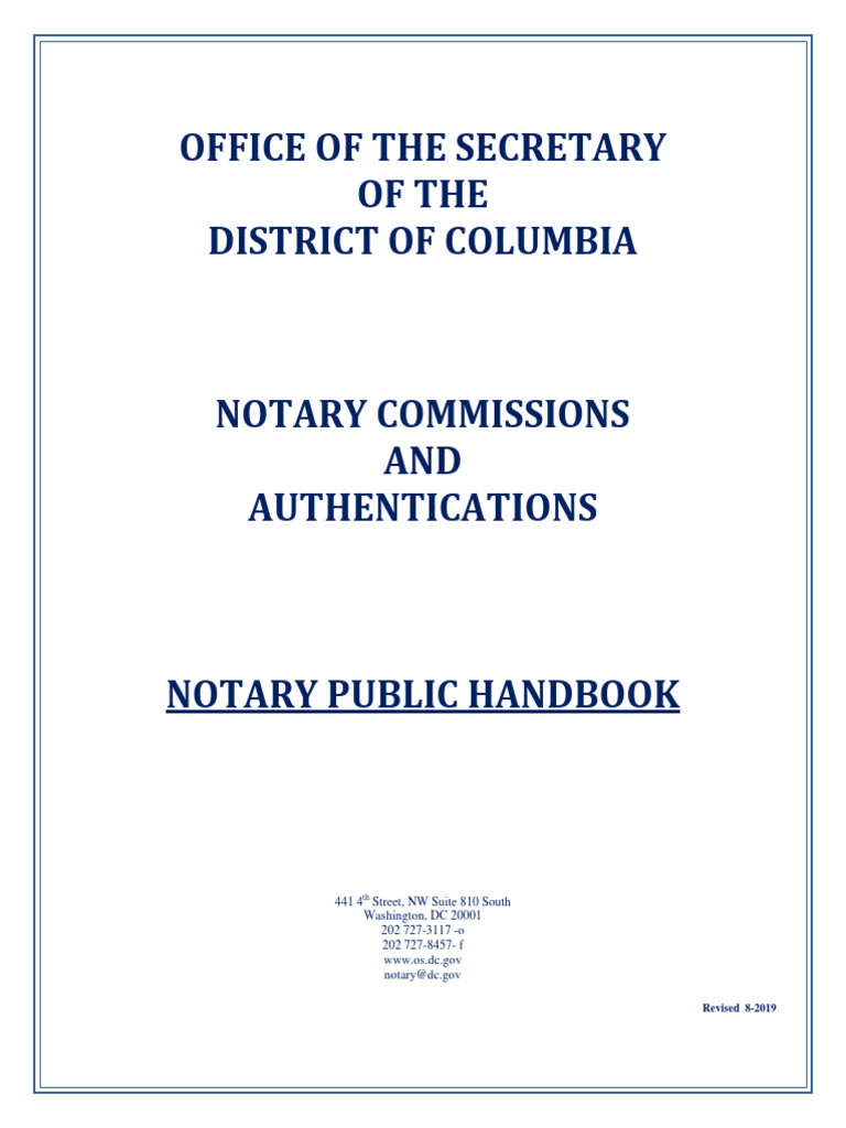 Notary Public Handbook 8-2019 | PDF | Notary Public | Oath