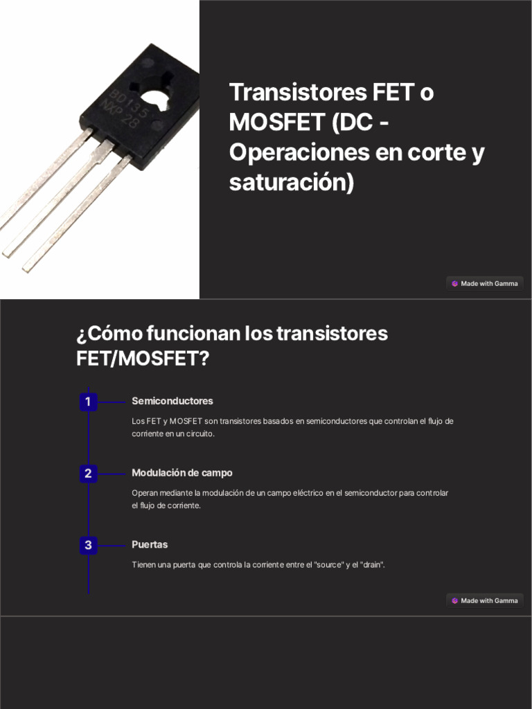 Transistores FET o MOSFET DC Operaciones en Corte y Saturacion | Descargar gratis PDF ...
