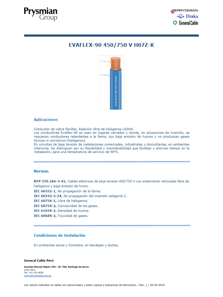 Cables Evaflex-90: Características y Usos | PDF | Cobre | Ingenieria ...