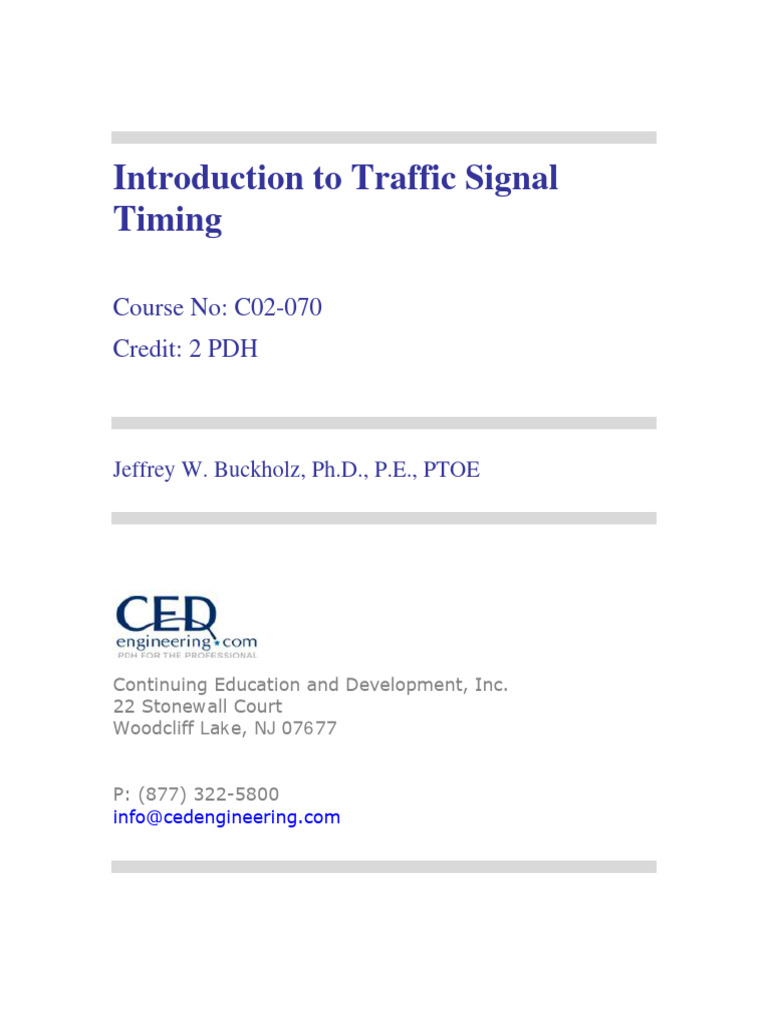 Introduction to Traffic Signal Timing-R1 | PDF | Pedestrian Crossing ...