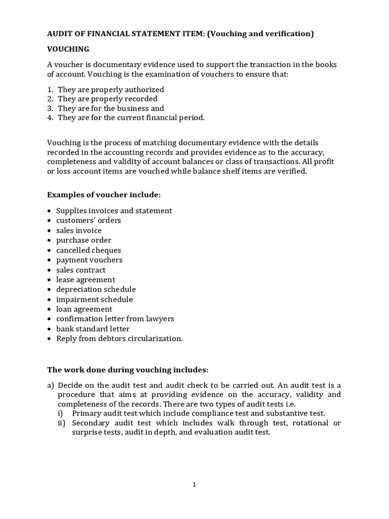 Vouching and Verification | PDF | Audit | Cheque