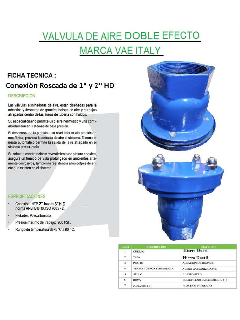 Valvula de Aire Doble Efecto | PDF