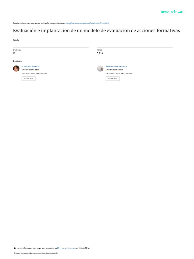 Evaluacion e Implantacion de Un Modelo de Evaluaci | PDF | Aprendizaje | Evaluación