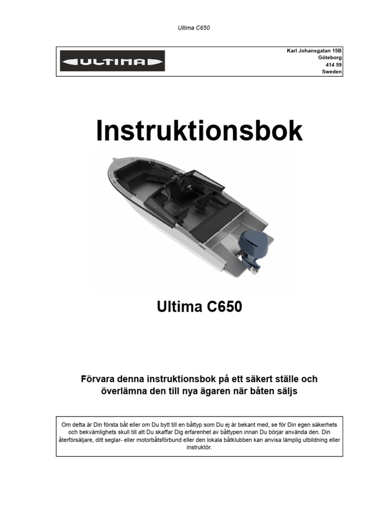 Instruktionsbok Ultima C650 Rev6 | PDF