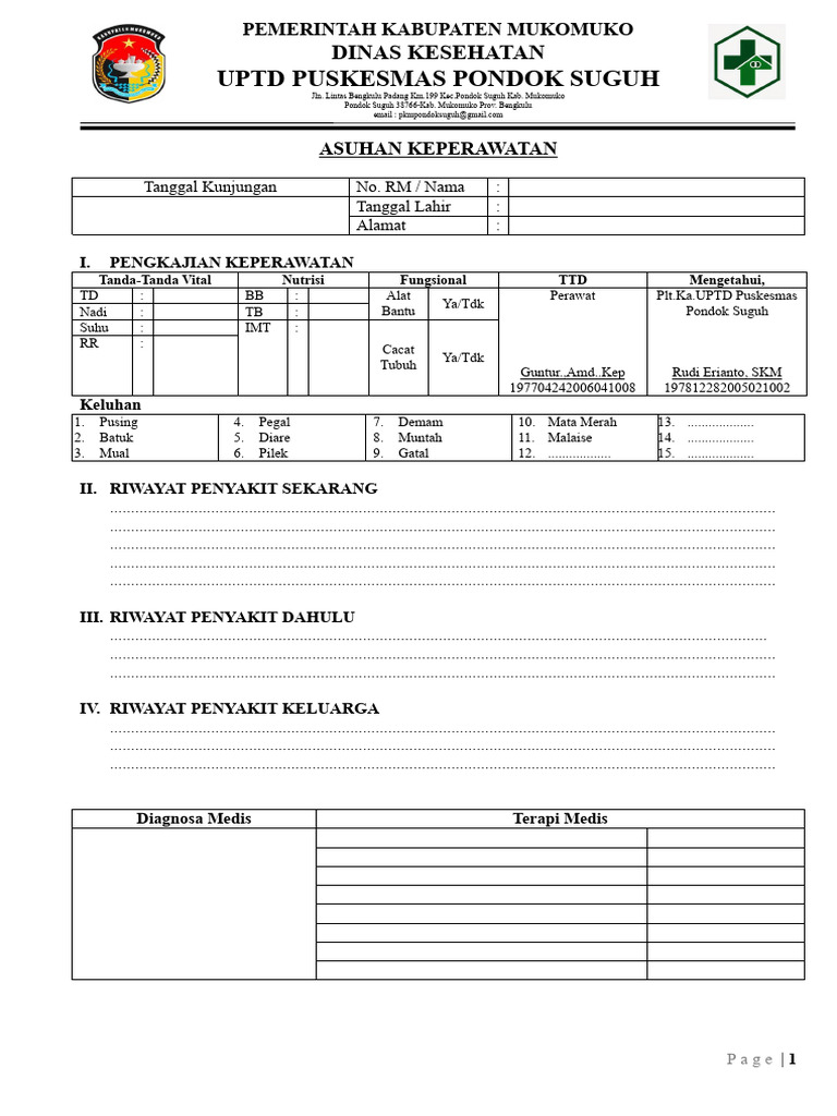 Asuhan Keperawatan Puskesmas Pondok Suguh | PDF