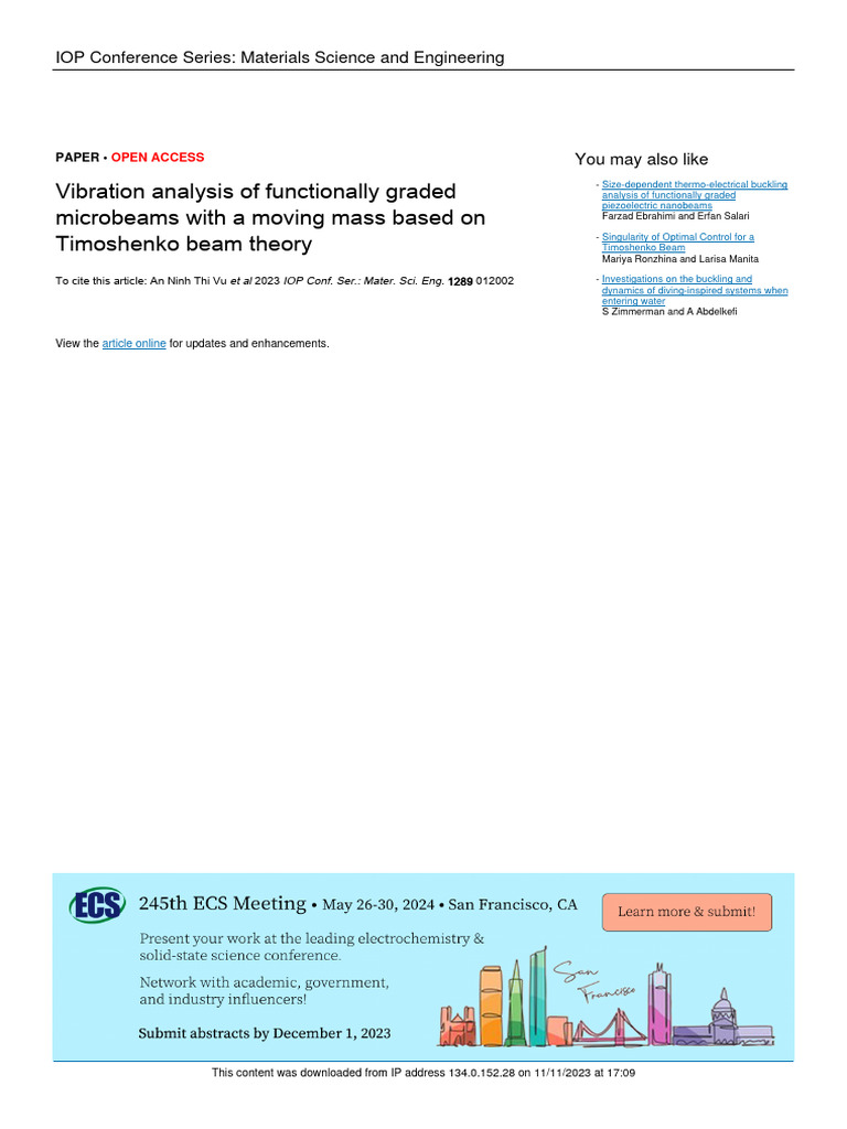 Vibration Analysis of Functionally Graded Microbeams With A Moving Mass ...