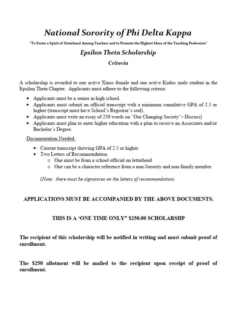 Epsilon Theta Senior Scholarship | PDF