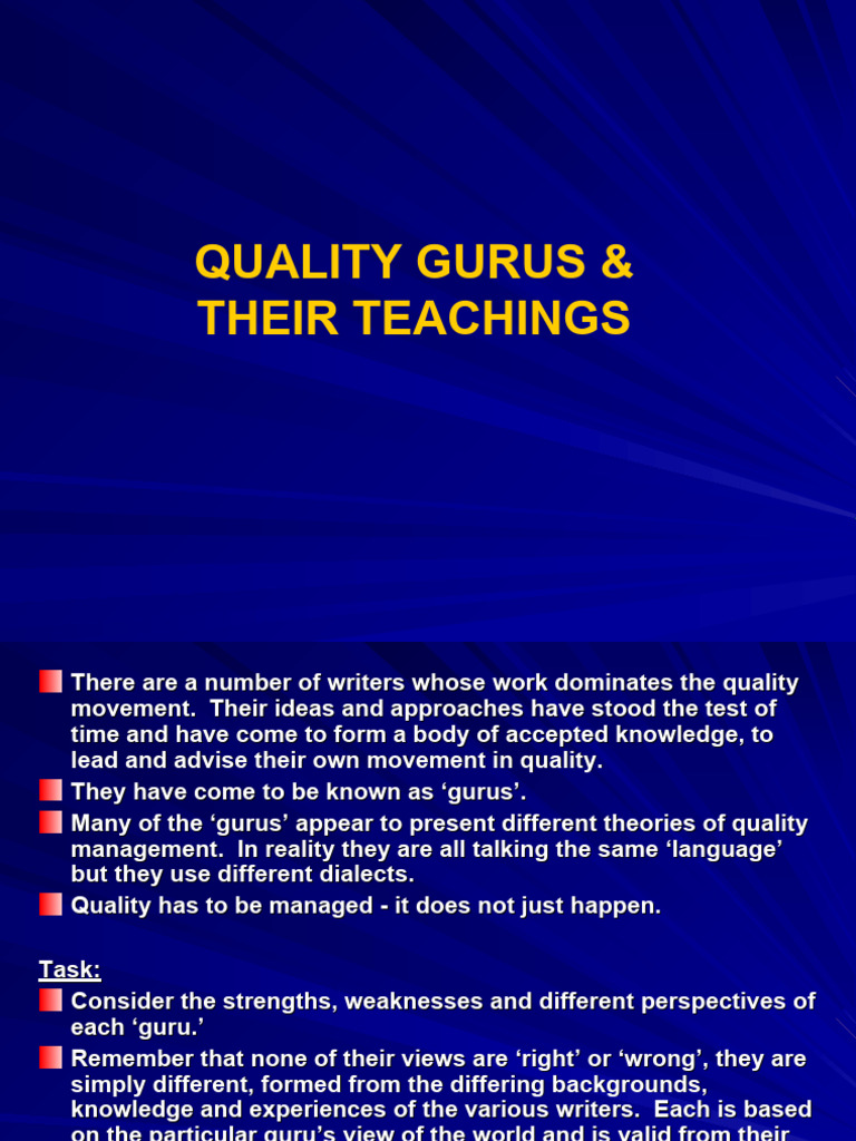 Quality Gurus Their Views Pdf Quality Business Experiment