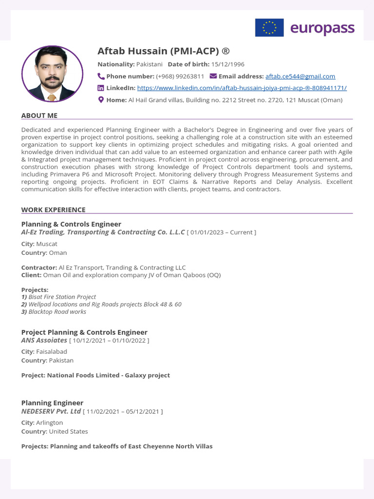 CV - Aftab Hussain (PMI-ACP) ® | PDF | Business | Computing