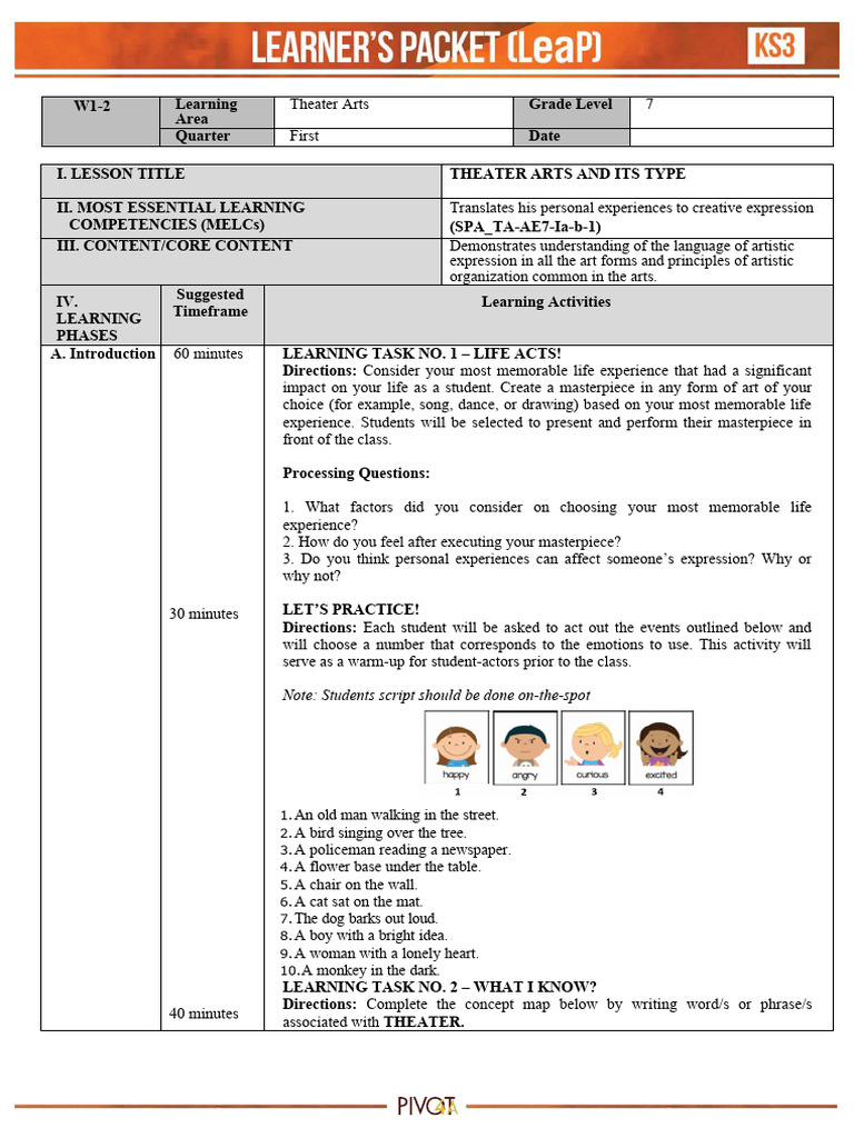 Grade 7 Week 1 and 2 | PDF | Theatre | Dances