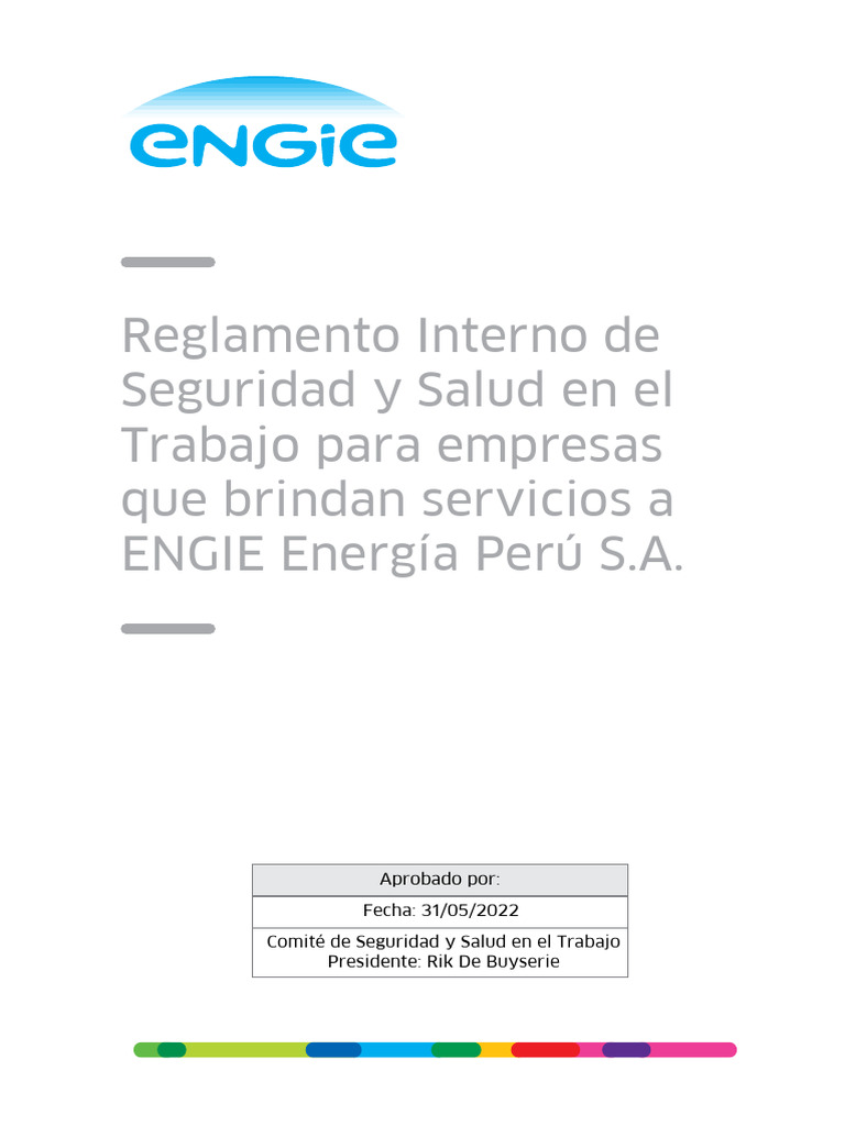 Reglamento Interno SST Para Empresas Que Brindan Servicios a ENGIE | PDF | Seguridad y salud ...