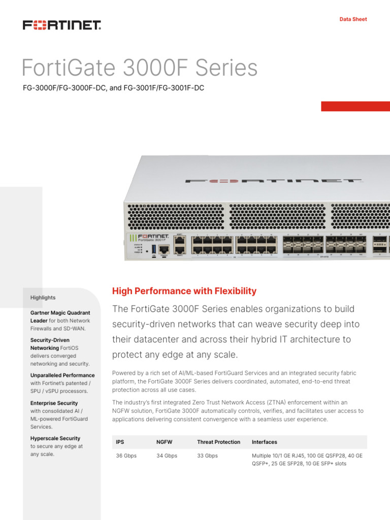 Fortigate 3000f Series | PDF | Computer Network | Security