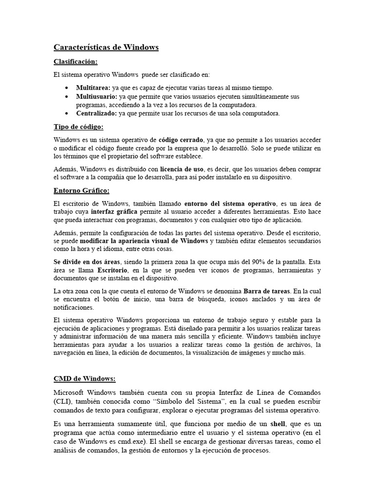 Caracteristicas de Windows | PDF | Interfaz de línea de comando | Microsoft Windows