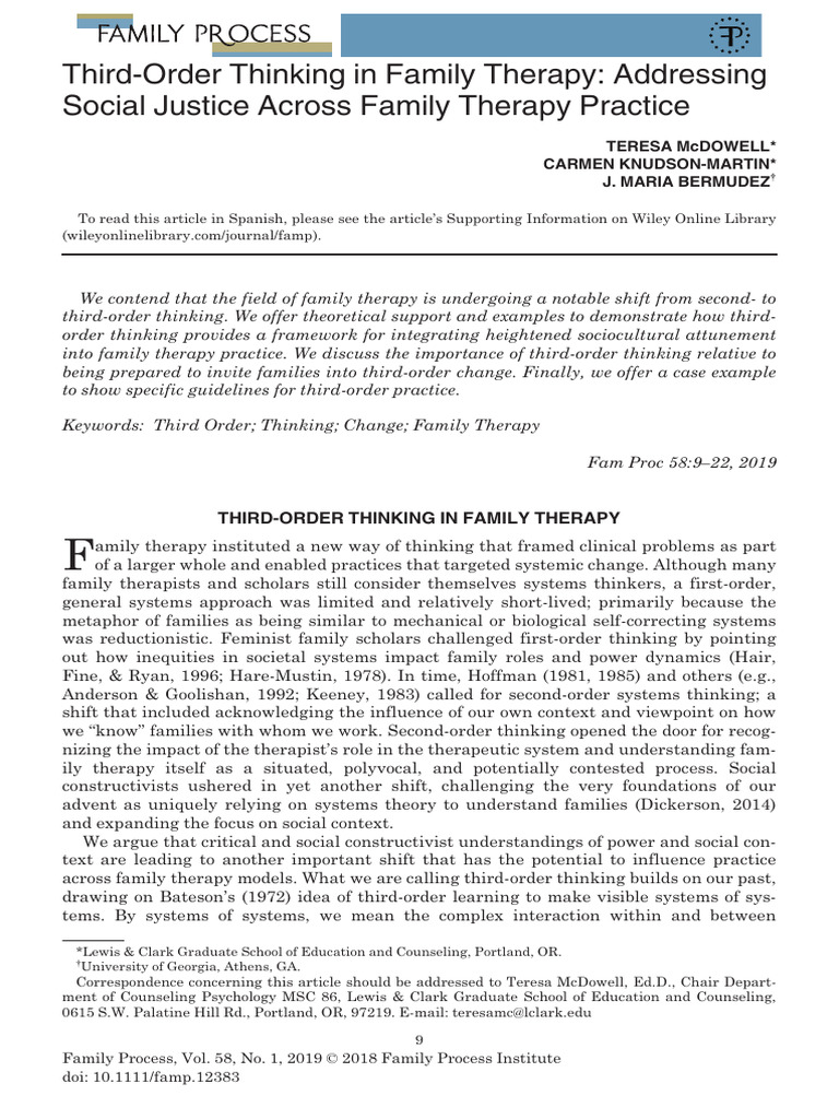 Básico - Third-Order Thinking in Family Therapy - Addressing Social ...