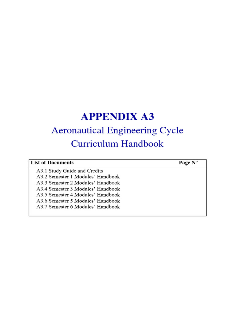 APPENDIX A3 Aeronautical Engineering Cycle Curriculum Handbook | PDF ...