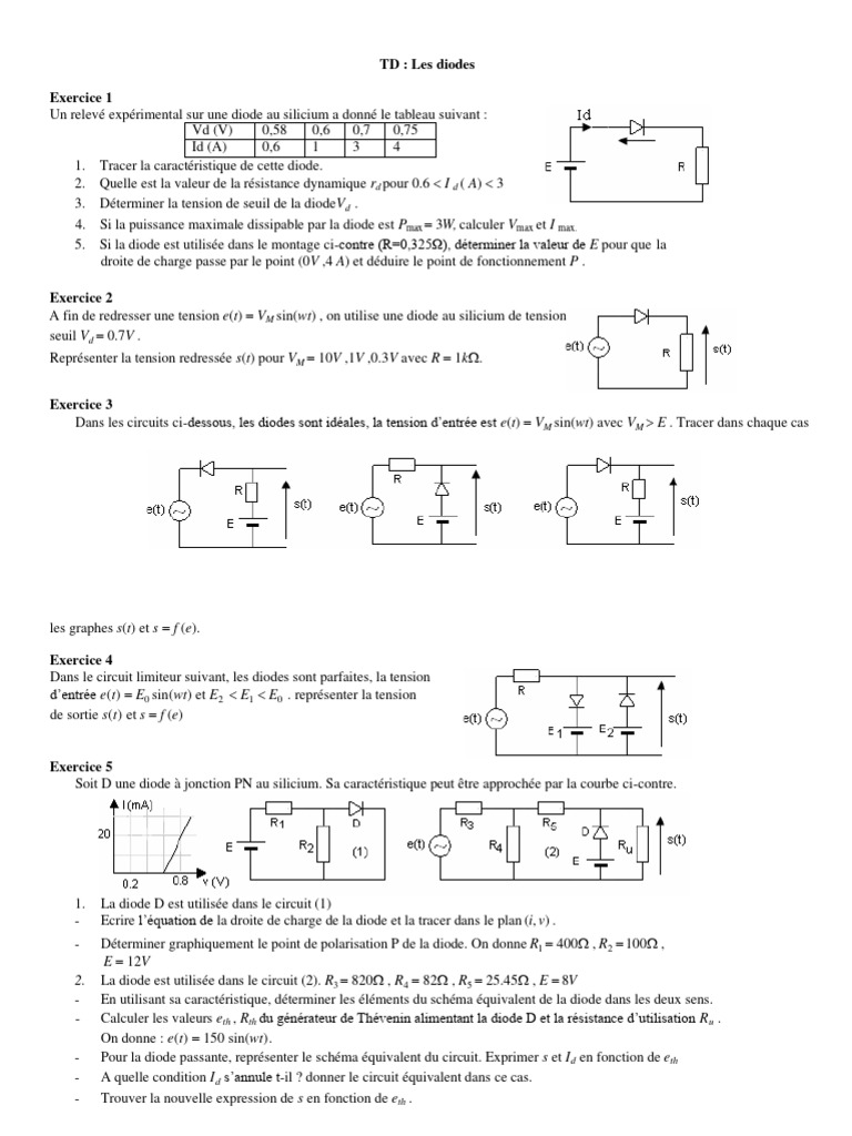 TD: Les Diodes Exercice 1: Max Max Max | PDF