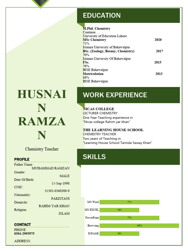 Husnain CV Format | PDF