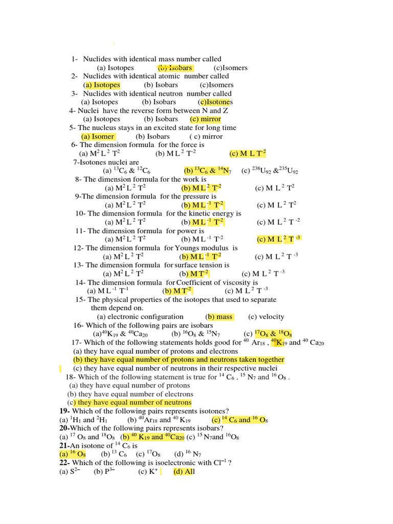MCQ Physcis | PDF | Isotope | Atomic Nucleus